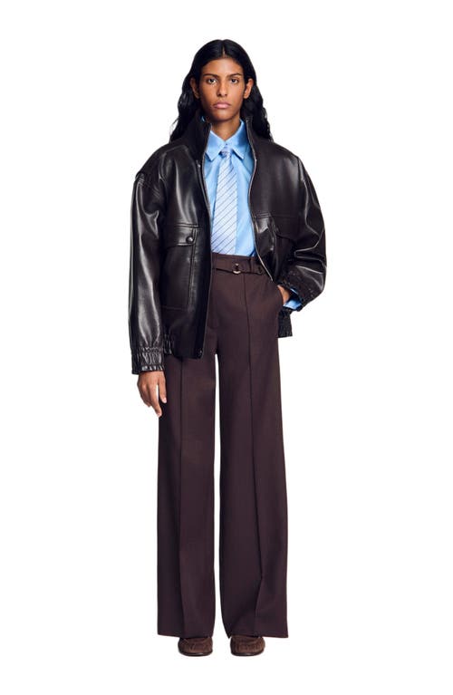 SANDRO Sandro Wool Trousers with Branded Metal Ring Belt